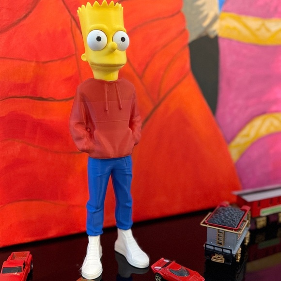 Art | 3d Printed Bart Simpson Red Hoodie Figurine | Poshmark